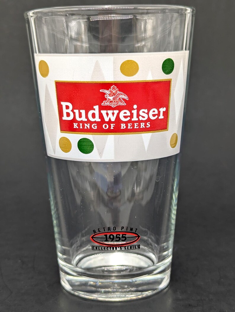 Retro 1955 Budweiser 1 Pint Beer Glass From Retro Pint Collector's ...