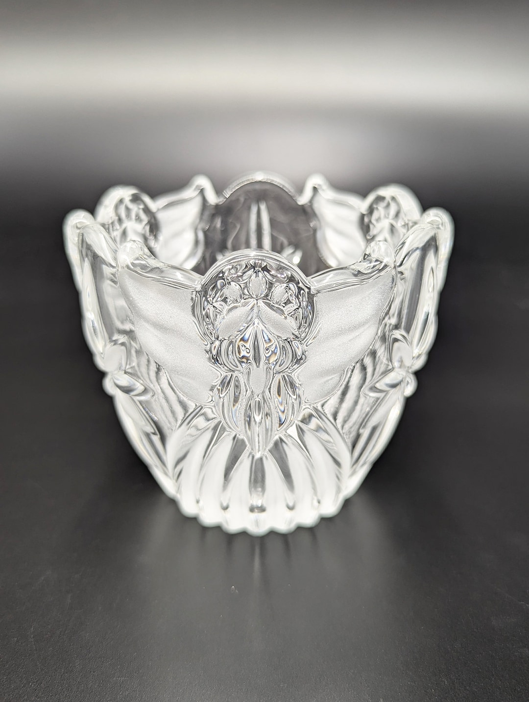 Vintage Gorham Crystal Glass Angel Votive Candle Holder/trinket Bowl ...