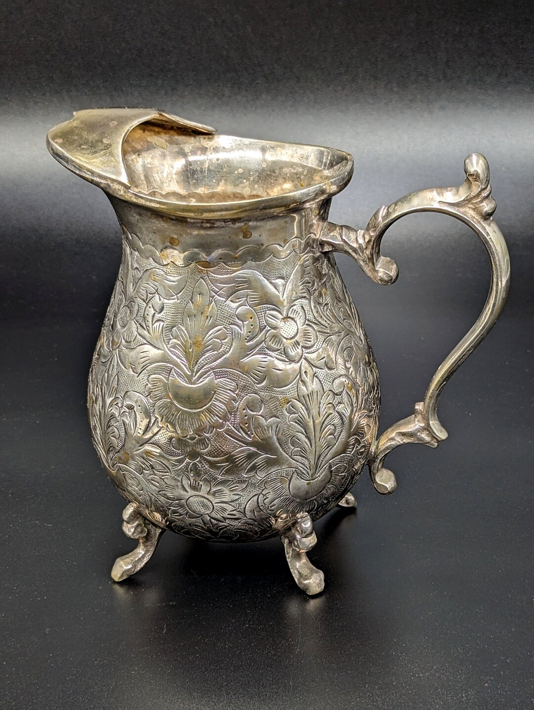Vintage Ornate and Heavy William Adams Silver Plated Footed Water ...