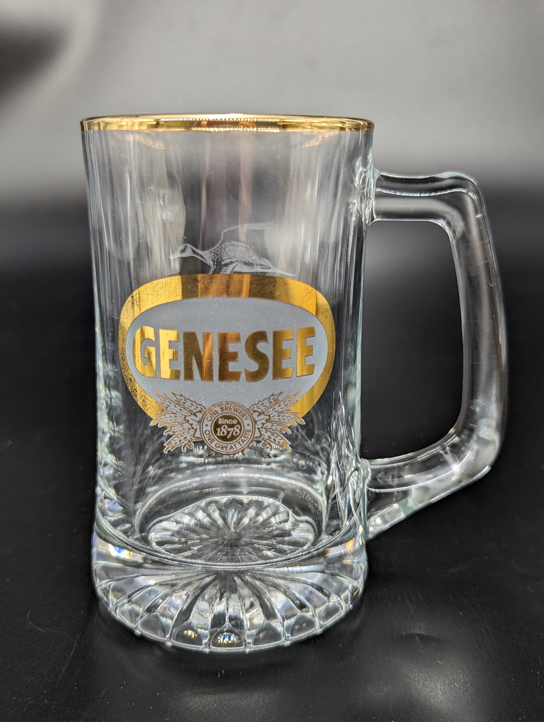 Vintage Heavy Glass GENESEE Beer Mug With Flying Ducks on One Side ...