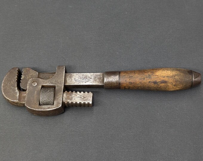 Vintage Early 1900s STILLSON WRENCH Mfg Co. #8 Pipe Wrench With Wood ...