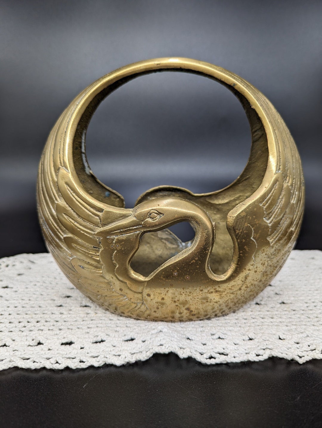 Vintage Beautiful Art Deco Style Heavy 8" Tall Brass Swan Planter ...