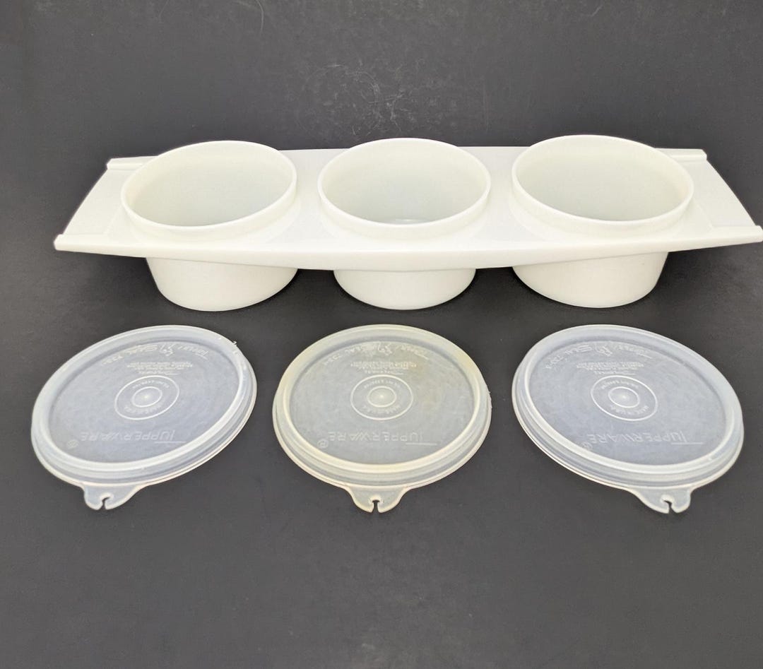 Vintage 1970s Tupperware White 3 Section Condiment Keeper Tray With ...
