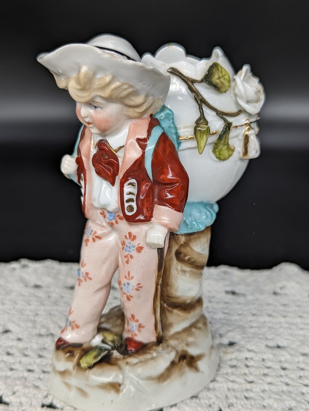 Vintage Conta and Boehme Germany Porcelain Figurine Boy With Egg Shell ...
