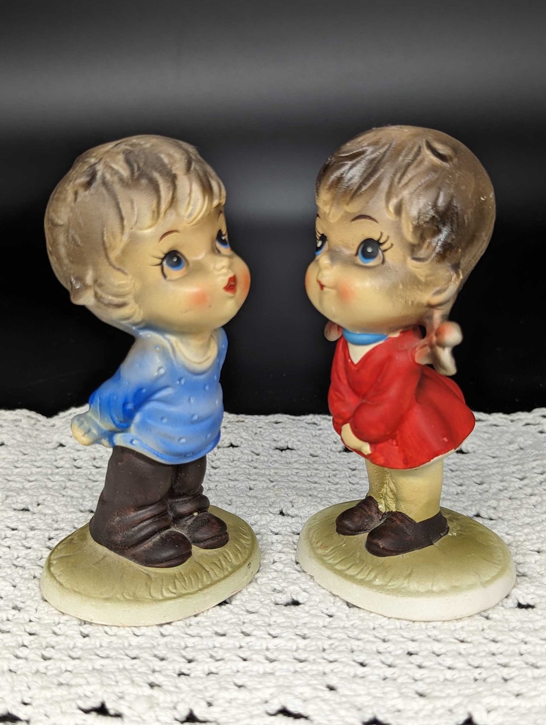 Vintage Bisque 4.5 Tall Little Boy and Girl Figurines Made in Japan ...