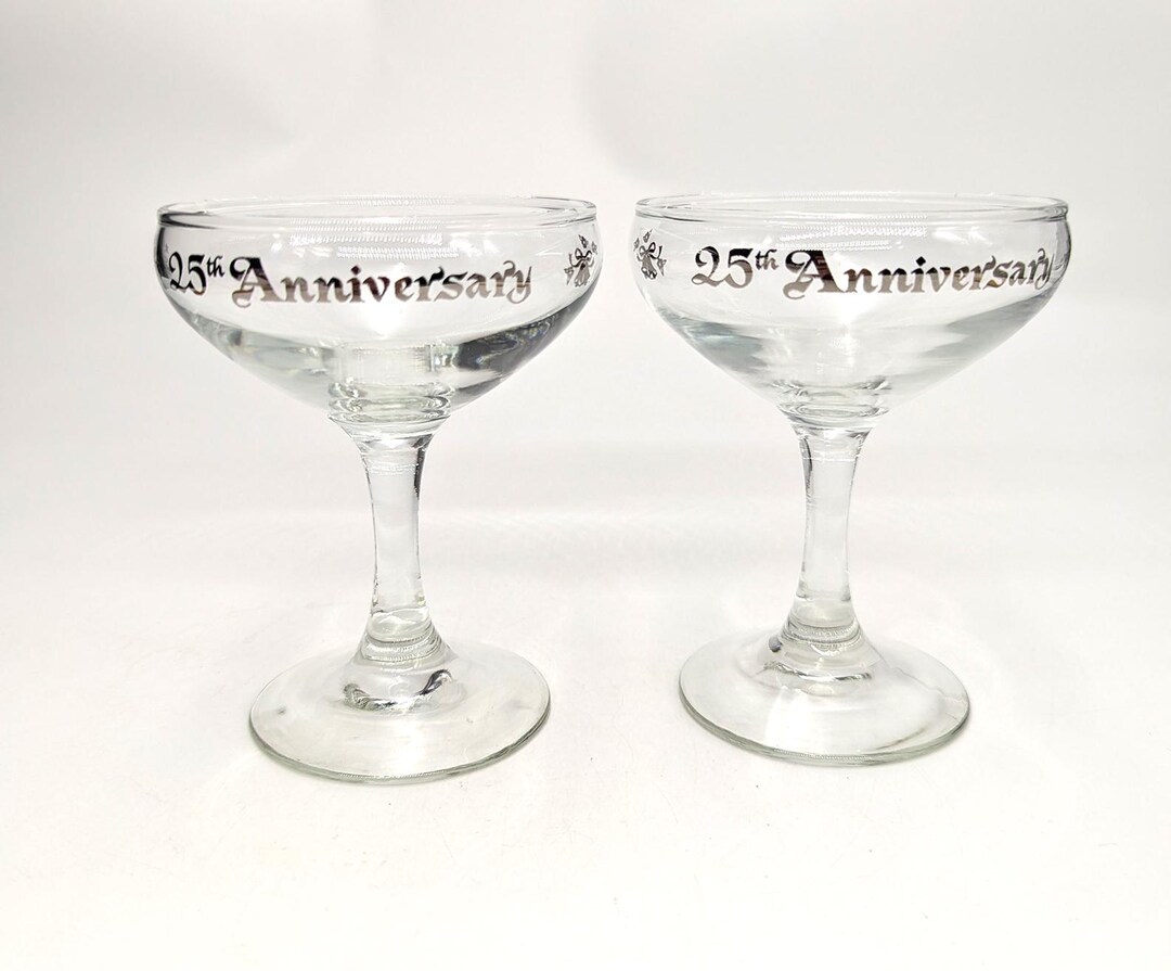 Vintage 1980s Pair of "25th Anniversary" Champagne Glasses - V5567 - Etsy