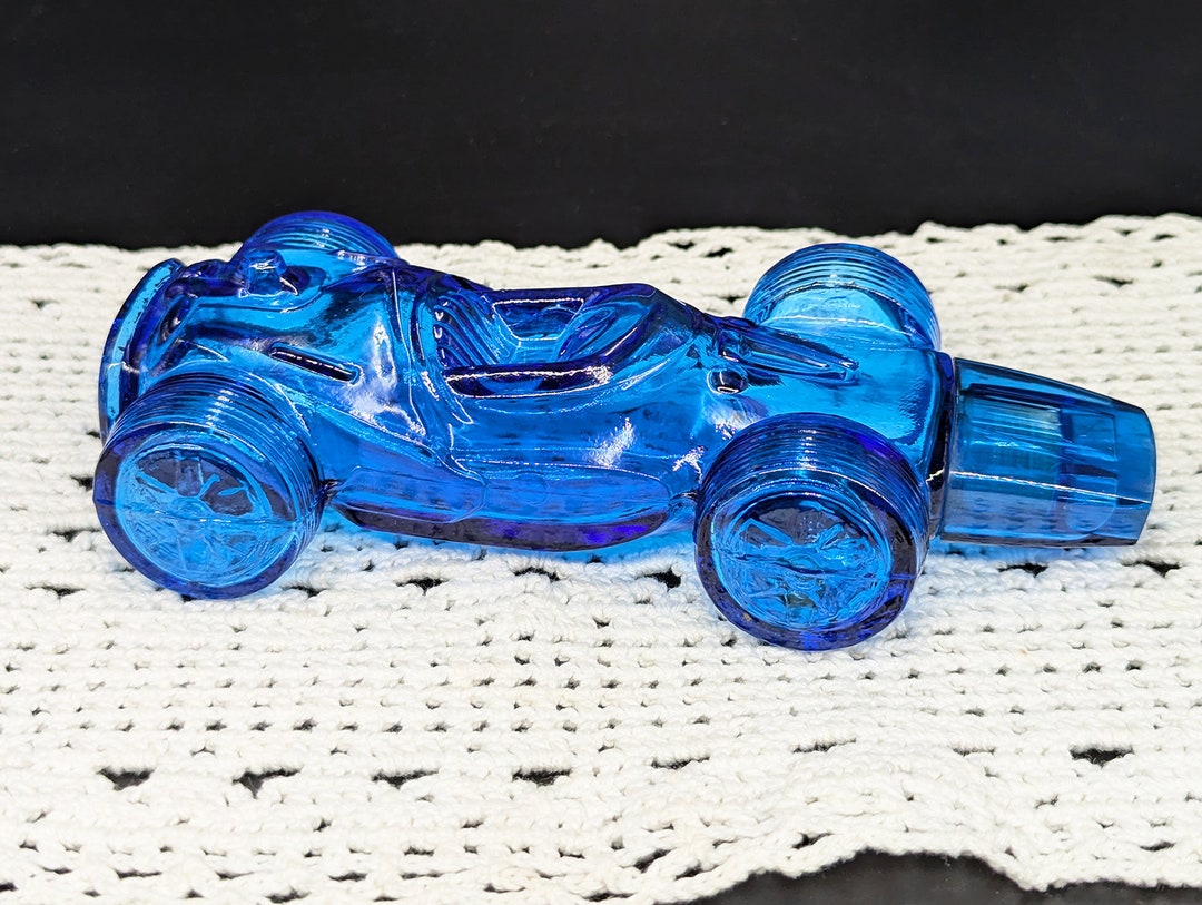 Vintage 1970s AVON Cobalt Blue Glass Race Car After Shave Bottle ...