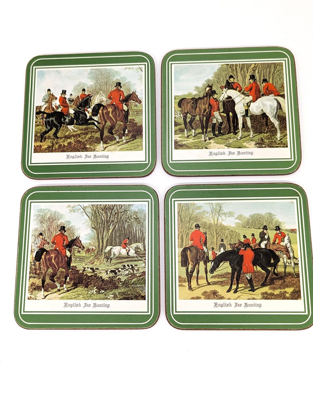 Vintage SET OF 4 English Fox Hunting Coasters Made by PIMPERNEL ...