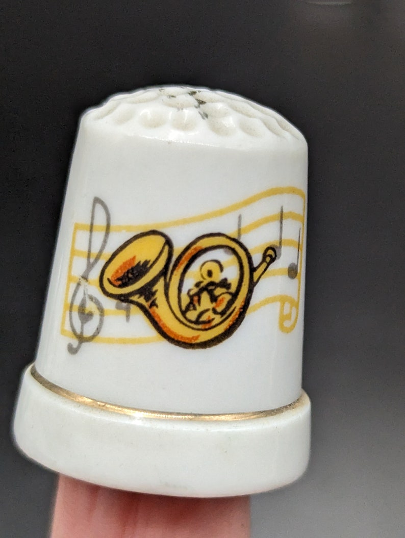 Vintage SET OF 6 Porcelain China Thimbles With Musical Instruments ...