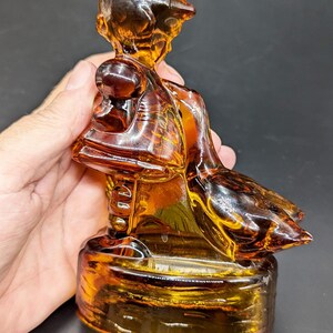 Vintage L. E. Smith Amber Glass Figurine of Little Girl With Geese 5.5 ...