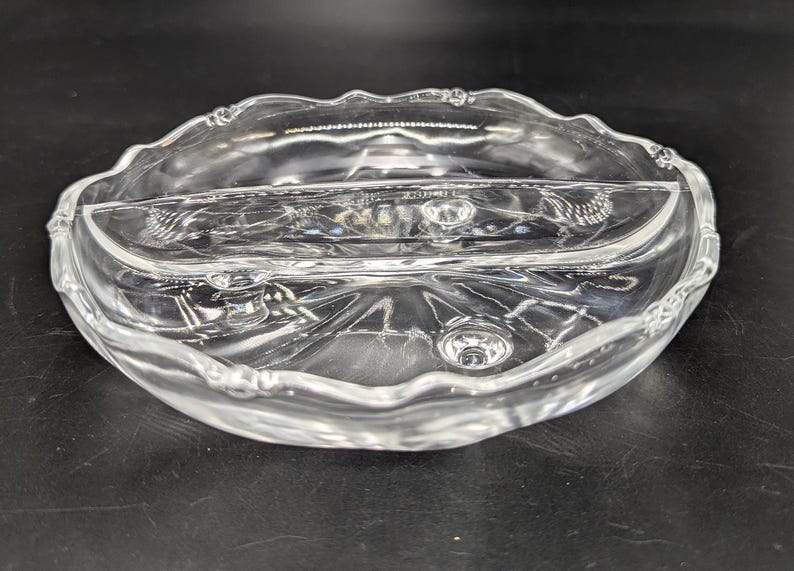 Vintage Heisy Glass Waverly Pattern Footed Divided Relish Dish 6.25 ...