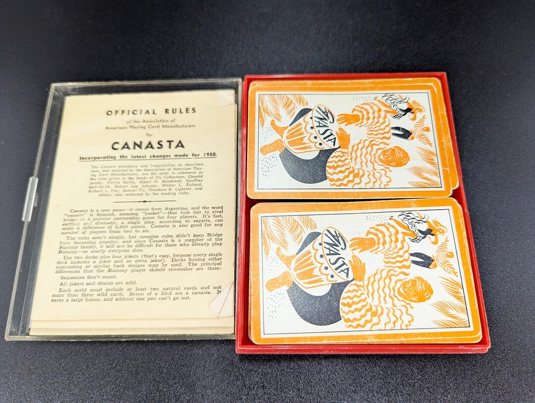 Vintage 1950 CANASTA Set With 2 Complete Card Decks and Rule Booklet in ...