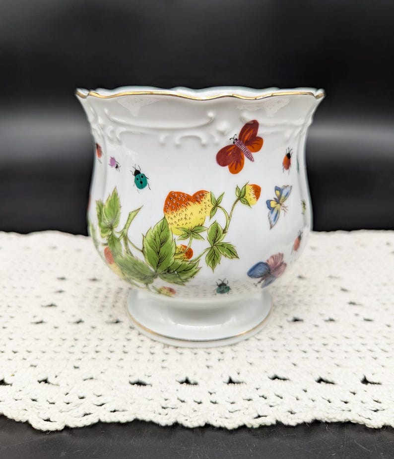 Vintage Lenwile-ardalt Artware Porcelain Butterflies and Strawberries ...