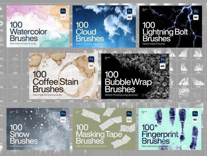 1000+ Photoshop Brushes Bundle | Photoshop Overlays, Effects Brushes ...