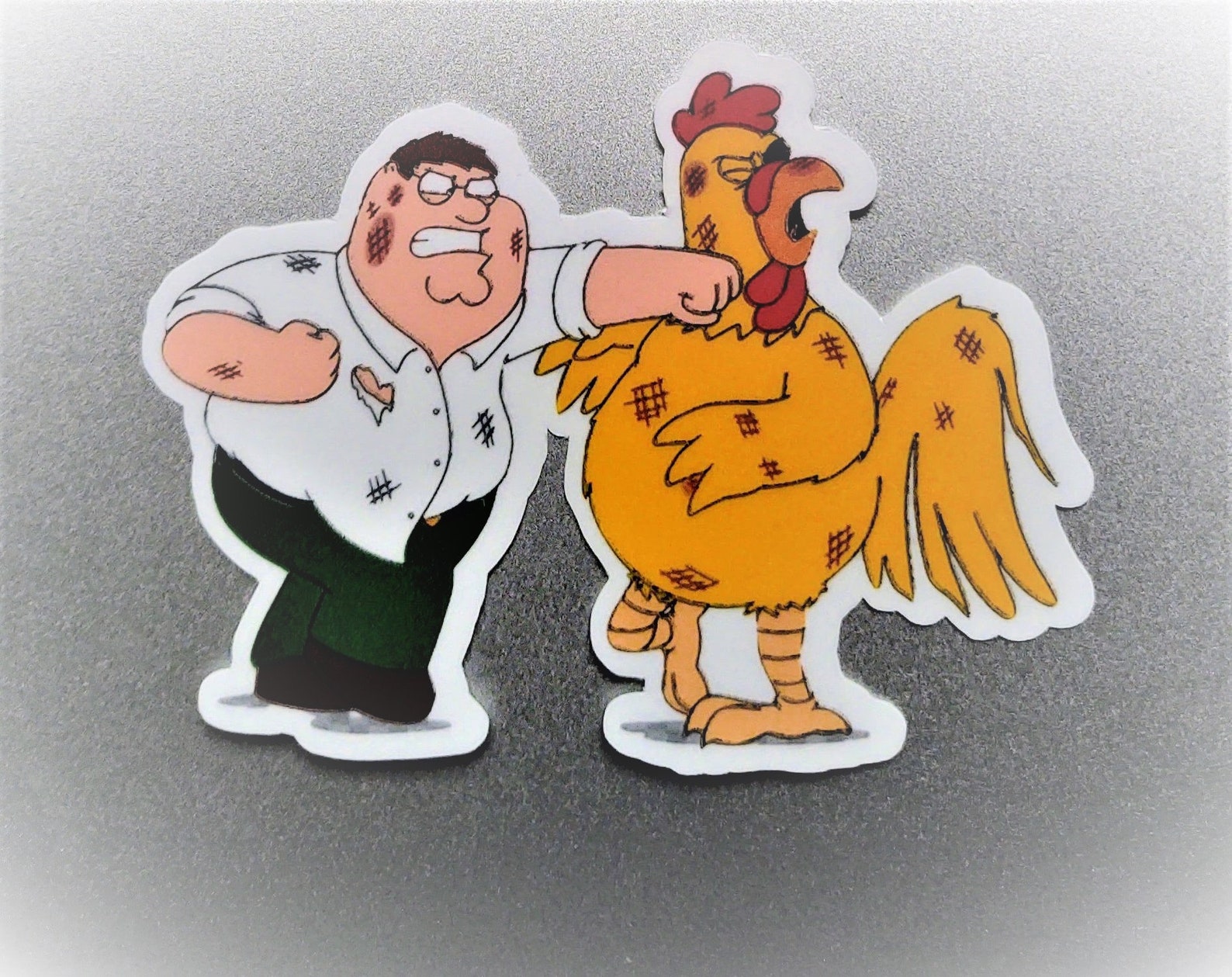 Peter Griffin Fights the Chicken Sticker, Family Guy Sticker - Etsy