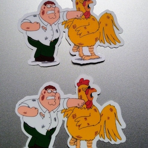 Peter Griffin Fights the Chicken Sticker, Family Guy Sticker - Etsy
