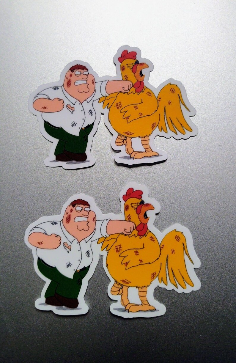 Peter Griffin Fights the Chicken Sticker, Family Guy Sticker - Etsy