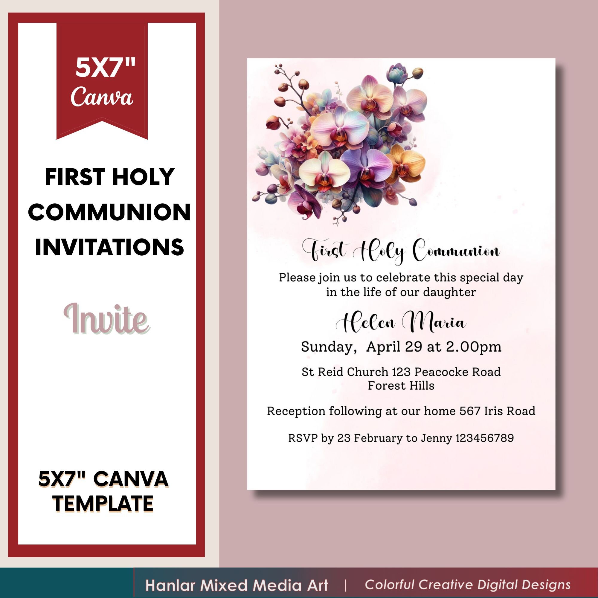 First Holy Communion Invite-boy or Girl-5x7 Port-3 Cards-rainbow ...