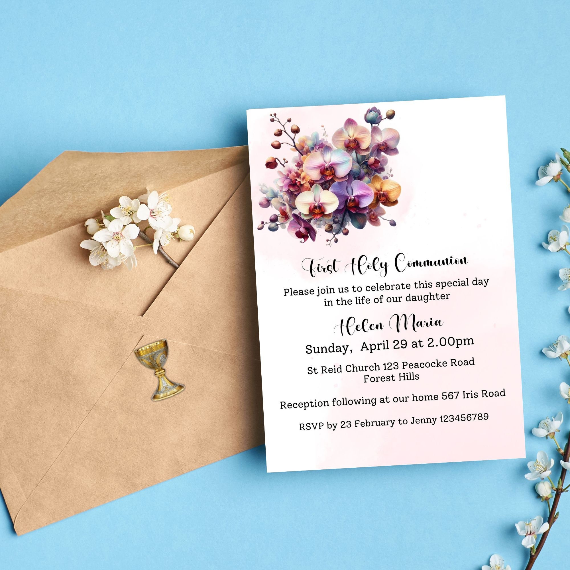 First Holy Communion Invite-boy or Girl-5x7 Port-3 Cards-rainbow ...
