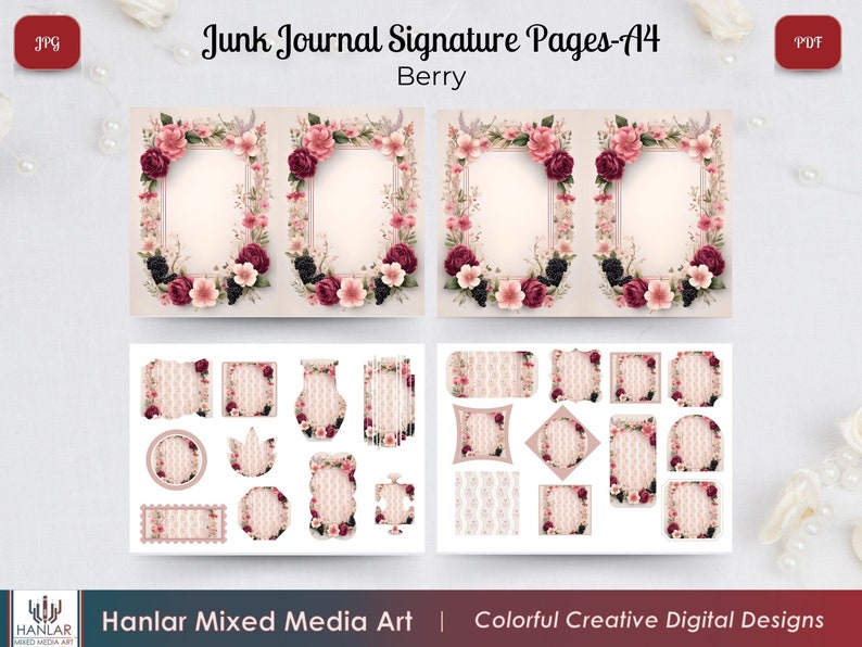 8-A4 L/scape Printable Digital Signature Pages-berry-red Colored ...