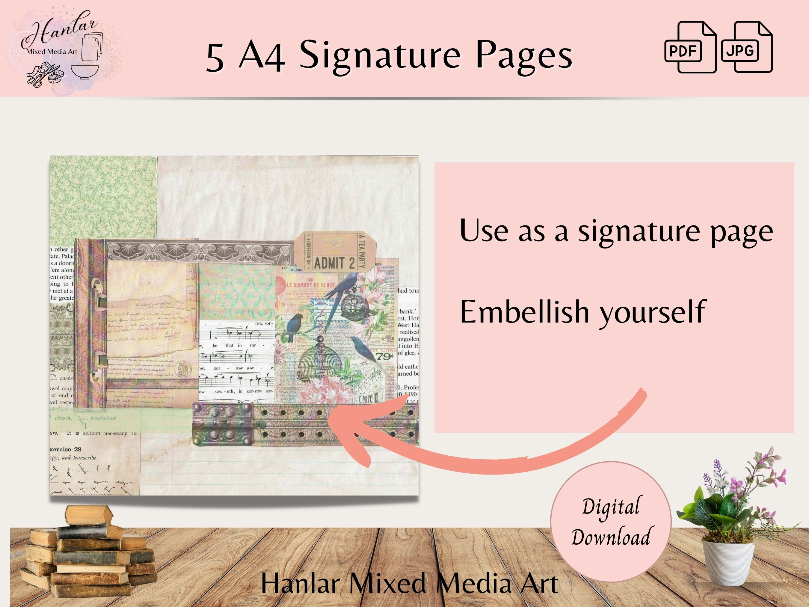 Bundle 10 A4 Handmade Collage Signature Background - Etsy