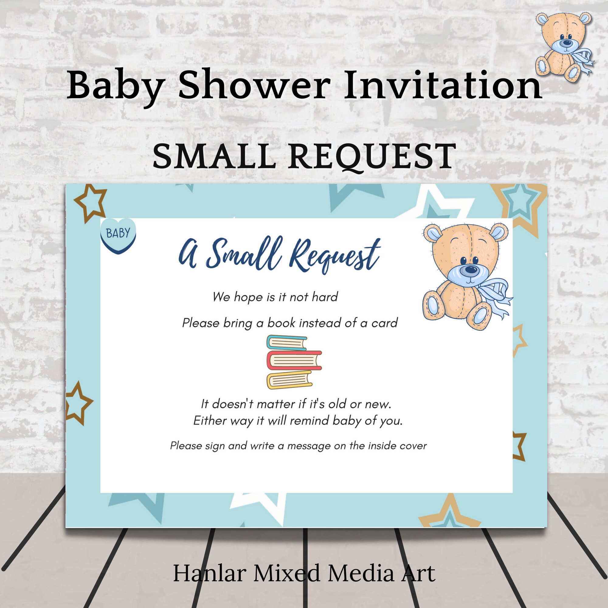 Baby Shower Invite-boy-teddy Blue Ribbon-invitation-wishes-advice for ...