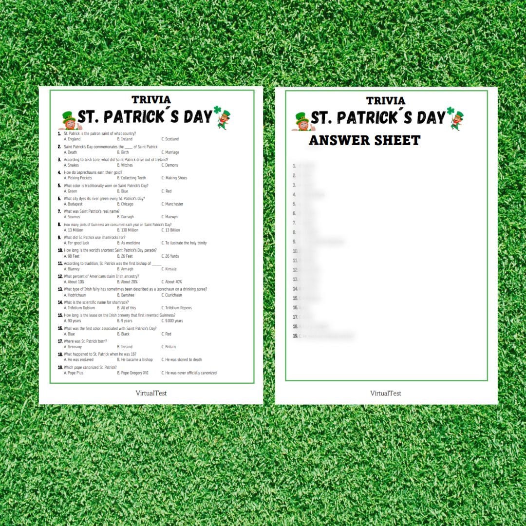St Patricks Trivia, Saint Patricks Day, Family Game Night, Group Games ...