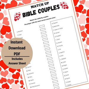 Bible Couples Match up Game: Christian Valentine's Day (PDF) - Etsy