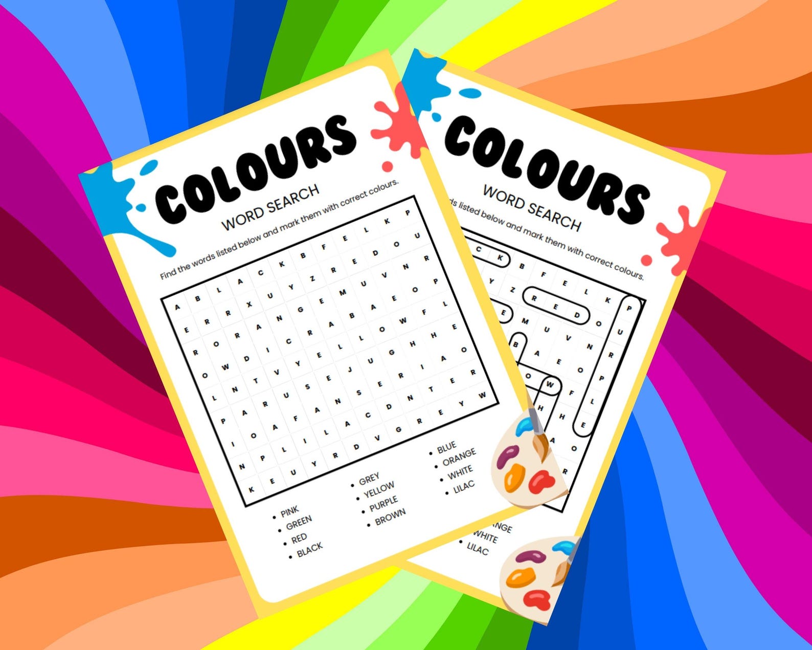 Easy Colours Word Search Printable | Word Search Games | Printable Word ...