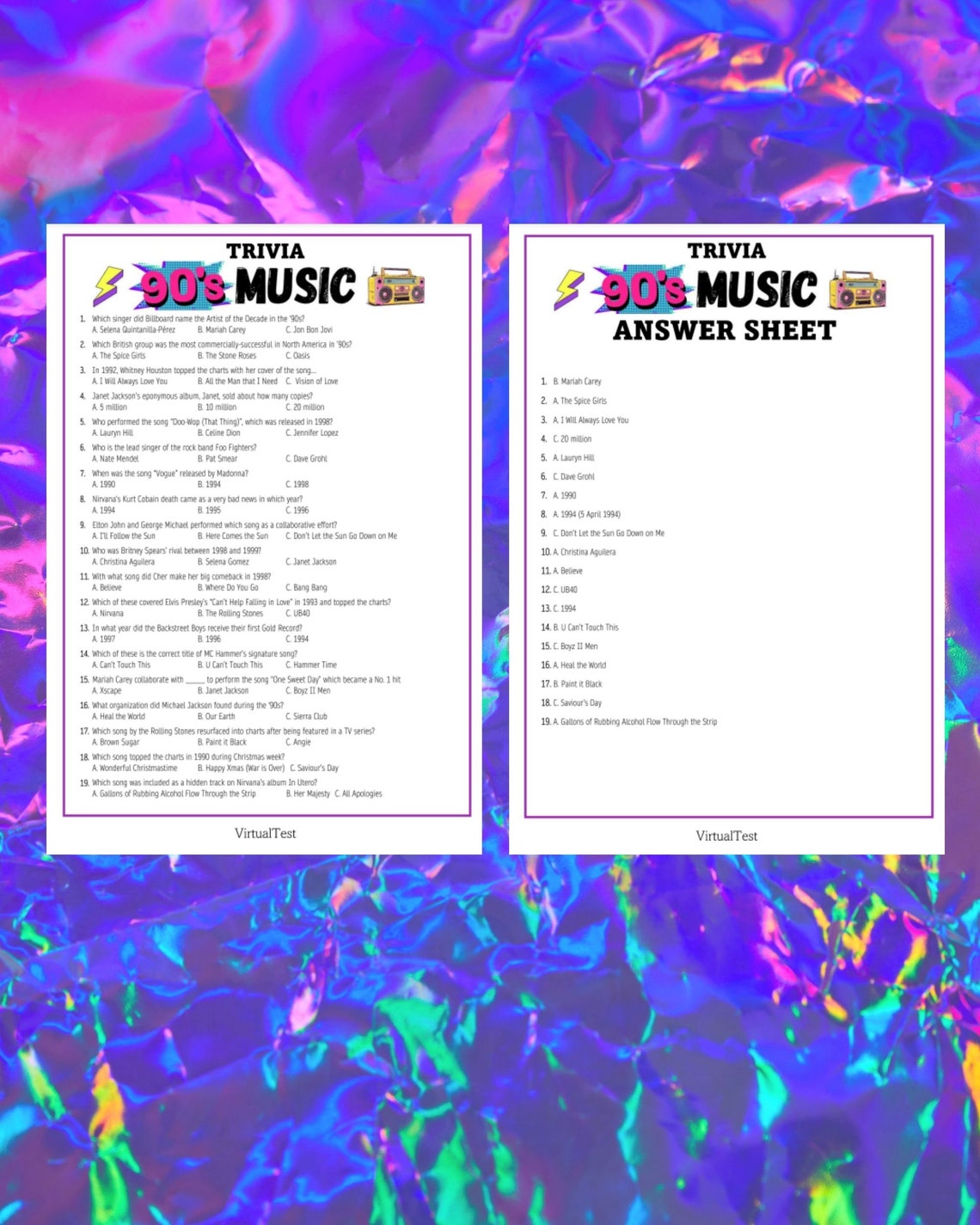 90s Music Trivia, 90s Trivia, 90s Trivia Game, Decades Trivia, 90s ...