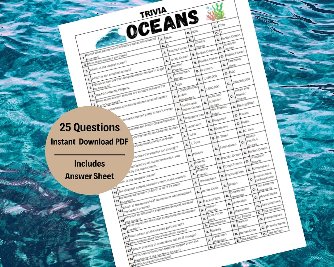Oceans Trivia Game: Fun Family Quiz (digital Download) - Etsy