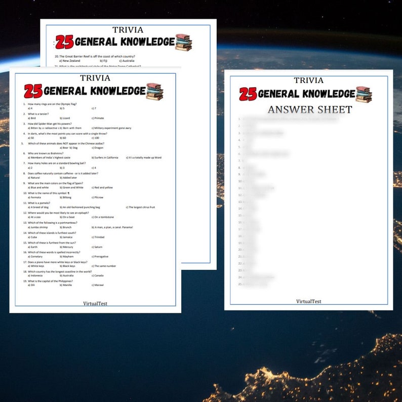 25 General Knowledge Trivia | Trivia Games | Pub Trivia Printable ...