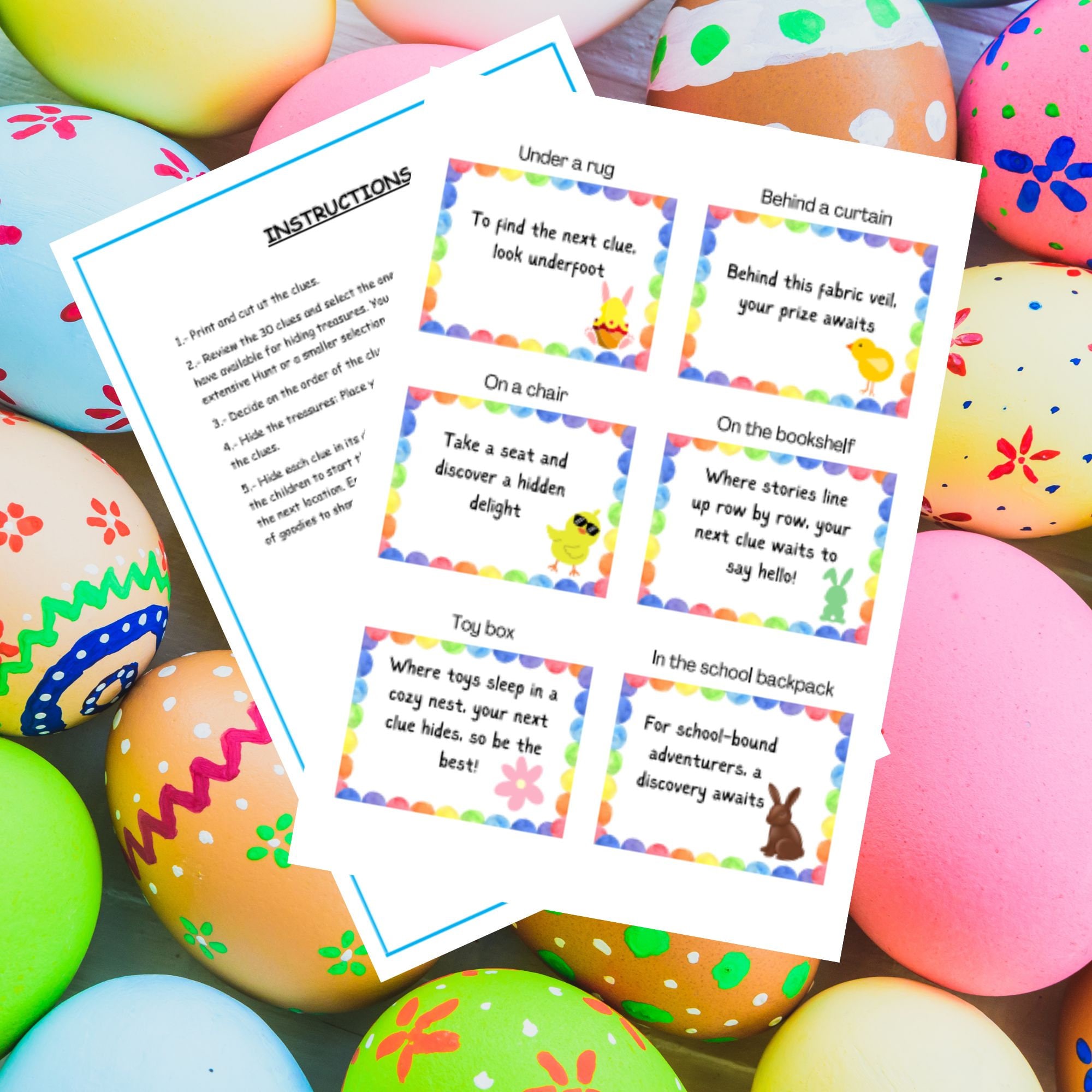 Easter Egg Hunt Clues, Easter Party Game, Easter Egg Hunt, Easter Egg ...
