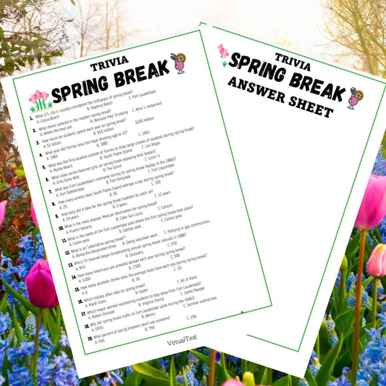 Spring Break Trivia Game | Spring Break Trivia Printable Game | Funny ...