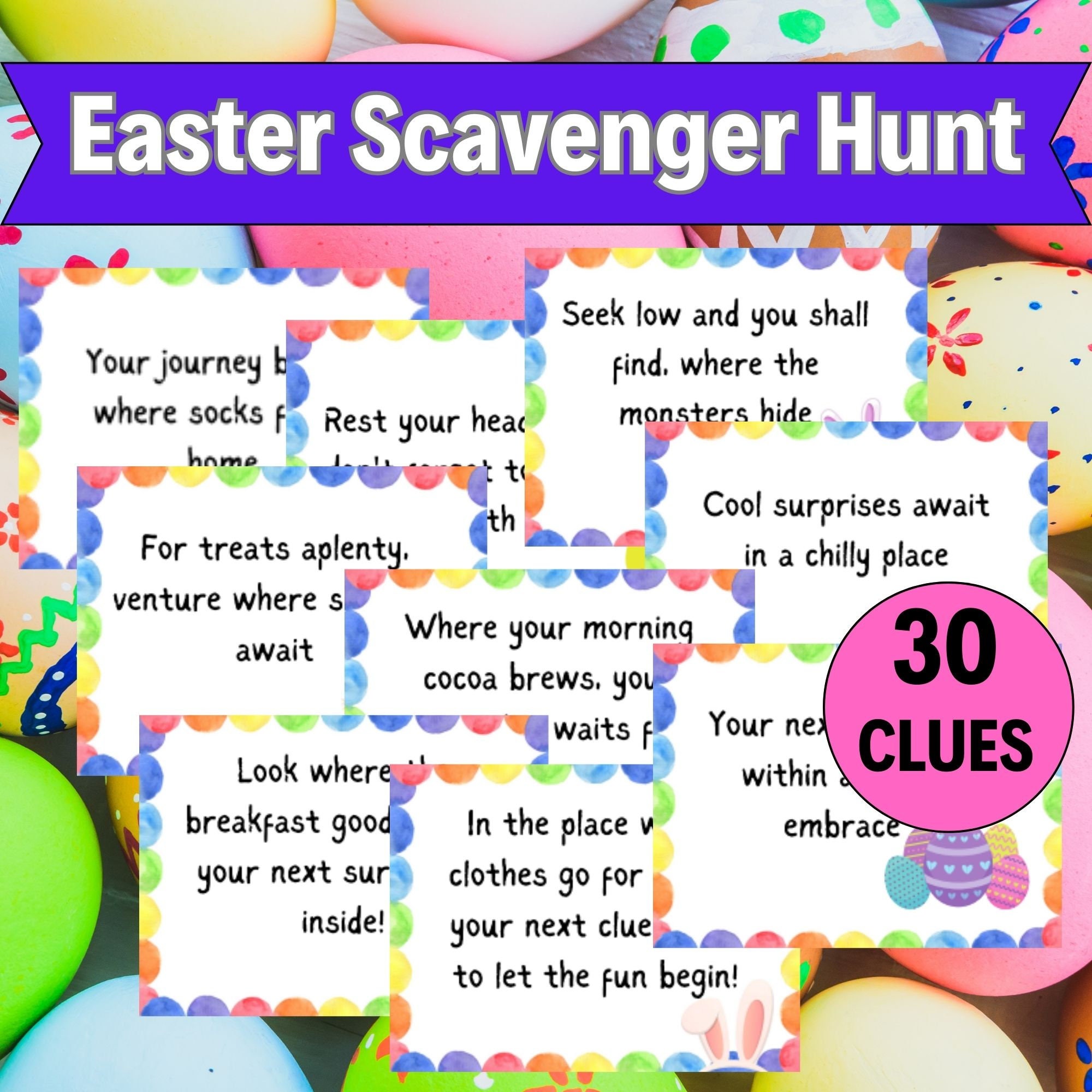 Easter Egg Hunt Clues, Easter Party Game, Easter Egg Hunt, Easter Egg ...