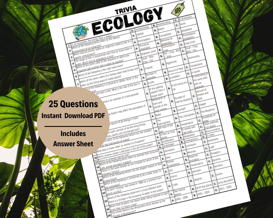 Eco Trivia Game: Environmental Quiz, Teacher Resources (digital Download) - Etsy