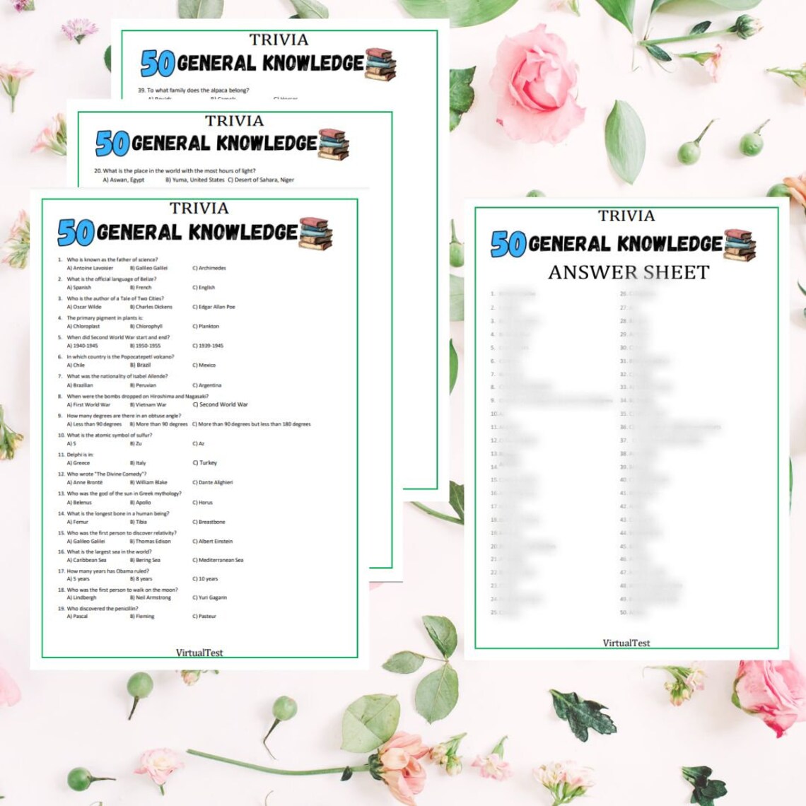 50 General Knowledge Trivia | Trivia Games | Pub Trivia Printable ...