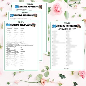 50 General Knowledge Trivia | Trivia Games | Pub Trivia Printable ...