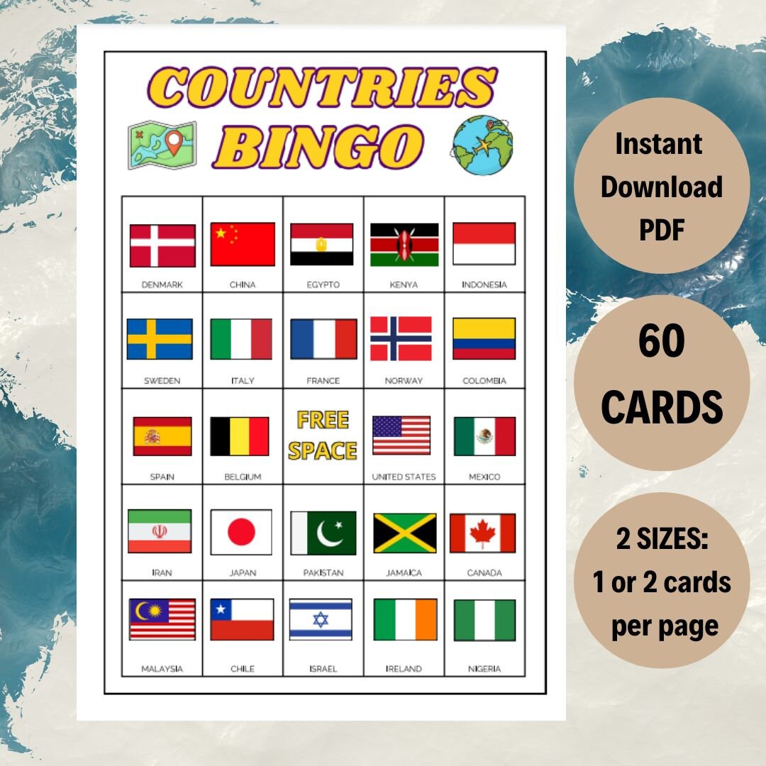 Countries Bingo, Geography Bingo, Travel Bingo Game, Classroom Game ...
