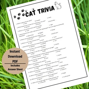Cat Trivia Game Cat Trivia Printable Game Cat Lovers Game - Etsy