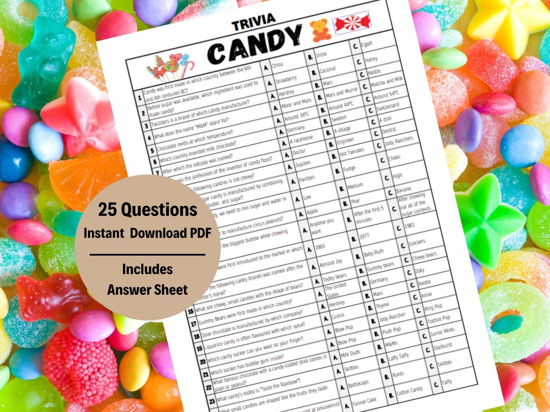 Candy Trivia Game: Printable Sweet Treats Quiz (digital Download) - Etsy