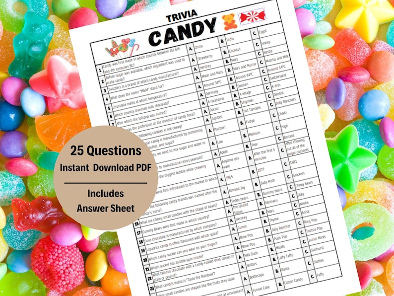 Candy Trivia Game: Fun Family Activity, Perfect for Parties & Game ...
