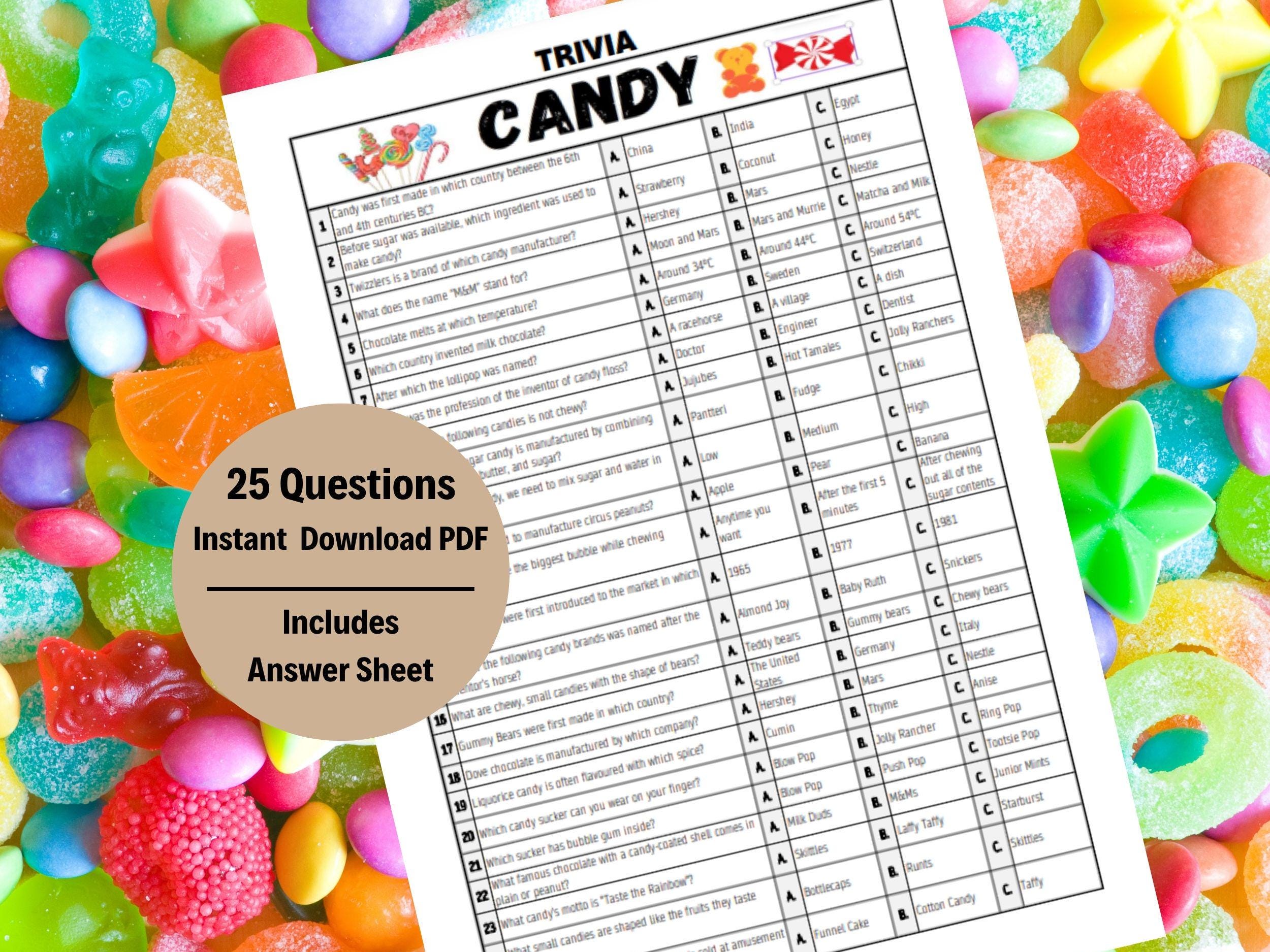 Candy Trivia Game: Fun Family Activity, Perfect for Parties & Game ...