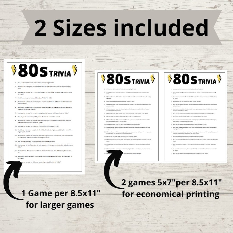 80s Trivia 80s Trivia Games 80s Party Game Pub Trivia Printable ...
