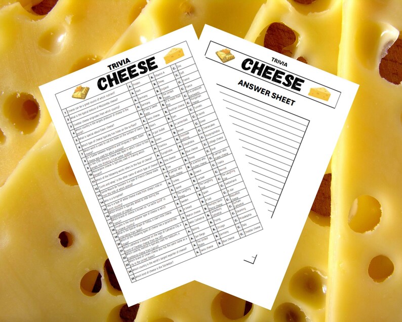 Cheese Trivia Quiz: 25 Questions, Wine Party Game (printable PDF) - Etsy