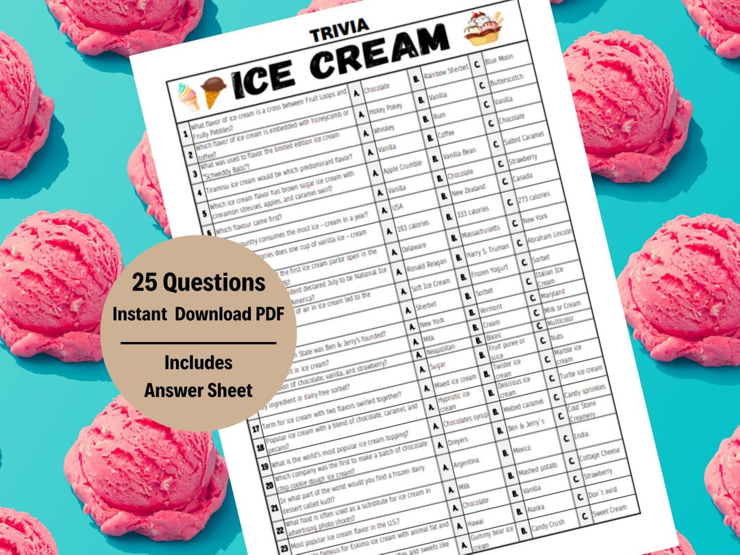 Ice Cream Trivia Quiz: Fun Family Game (digital Download) - Etsy