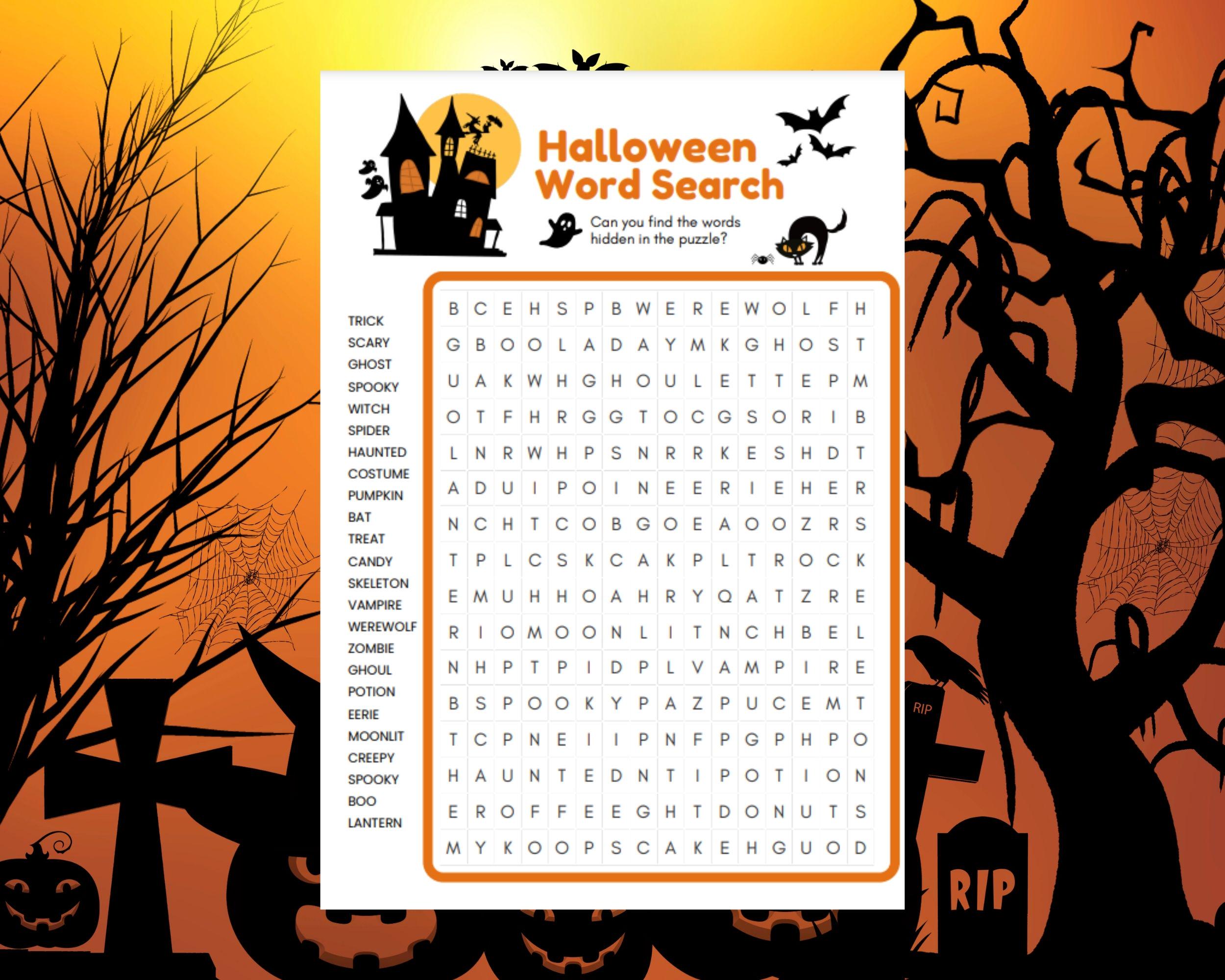 Hard Halloween Word Search Printable | Word Search Puzzle | Words ...