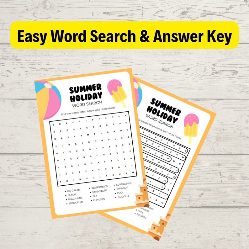 Summer Holiday Word Search Printable | Word Search Games | Printable ...