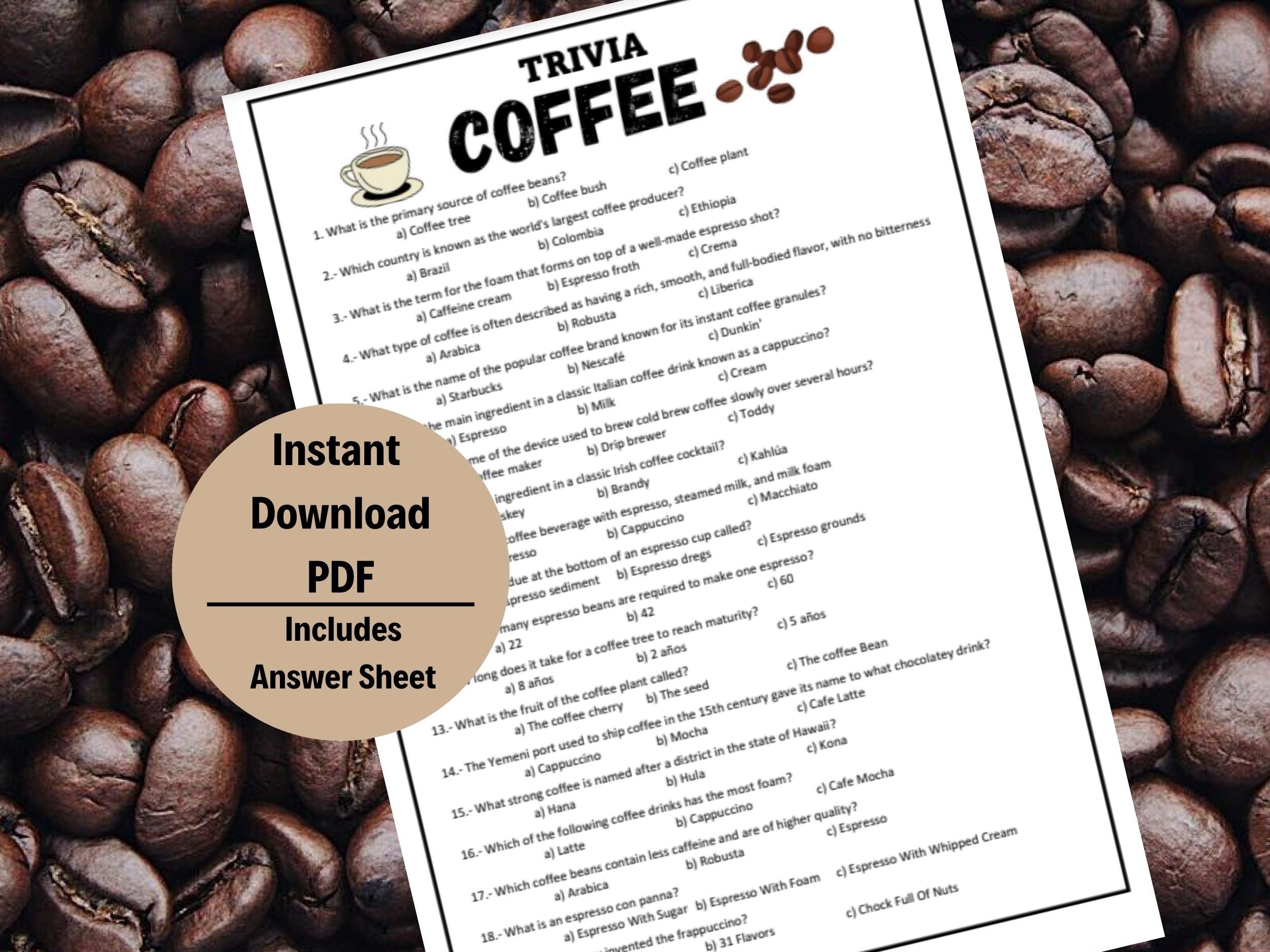 Coffee Trivia, Coffee Quiz, Pub Trivia, Beer Gaming, Alcohol Trivia ...