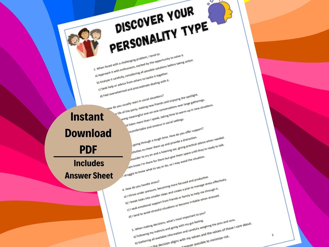 Personality Test: Discover Your Type (PDF Download) - Etsy